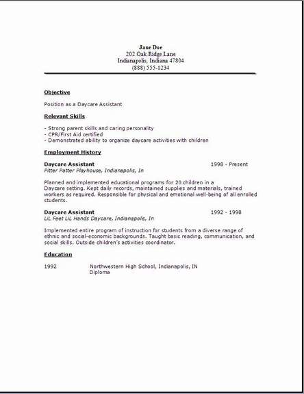 Daycare Assistant Resume examples samples Free Edit With Word